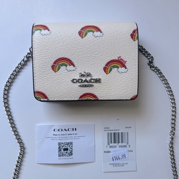 Coach | Bags | Coach Mini Wallet On A Chain With Rainbow Print ...